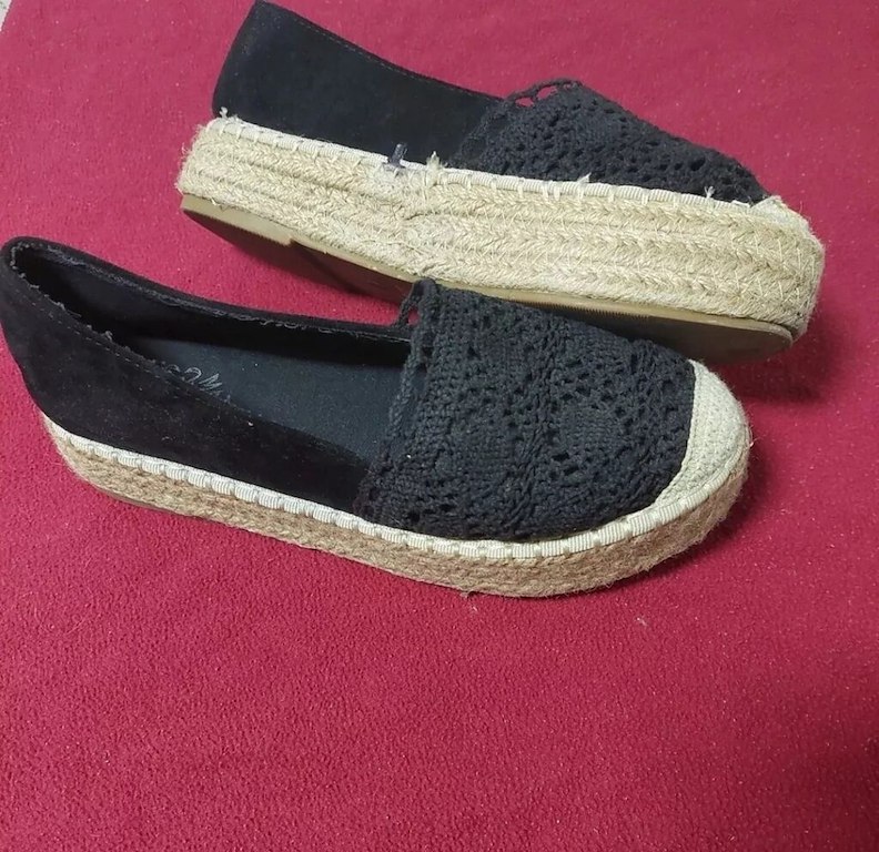 Crne ženske espadrile sa platformom - Gornjište: kombinacija mekane