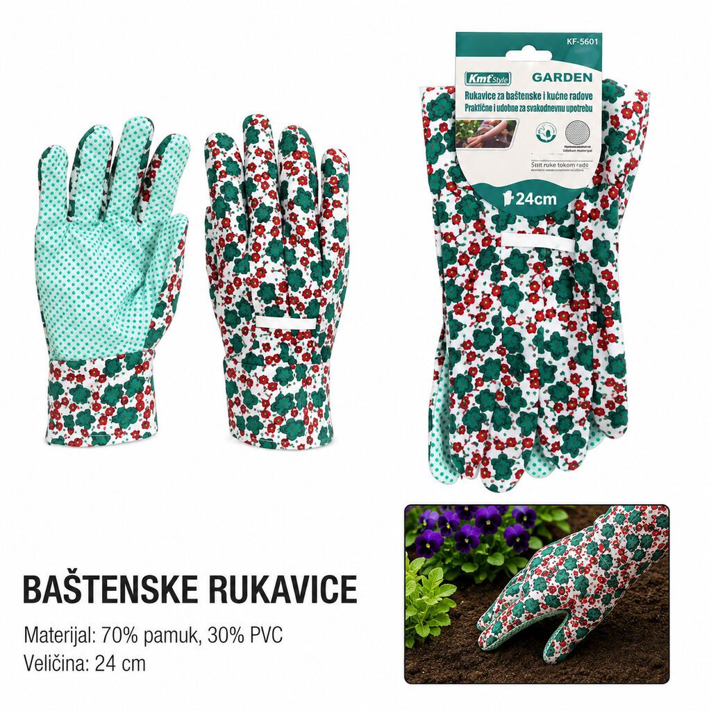 KMT Baštenske platnene rukavice sa gumiranim tačkama 2312925 -