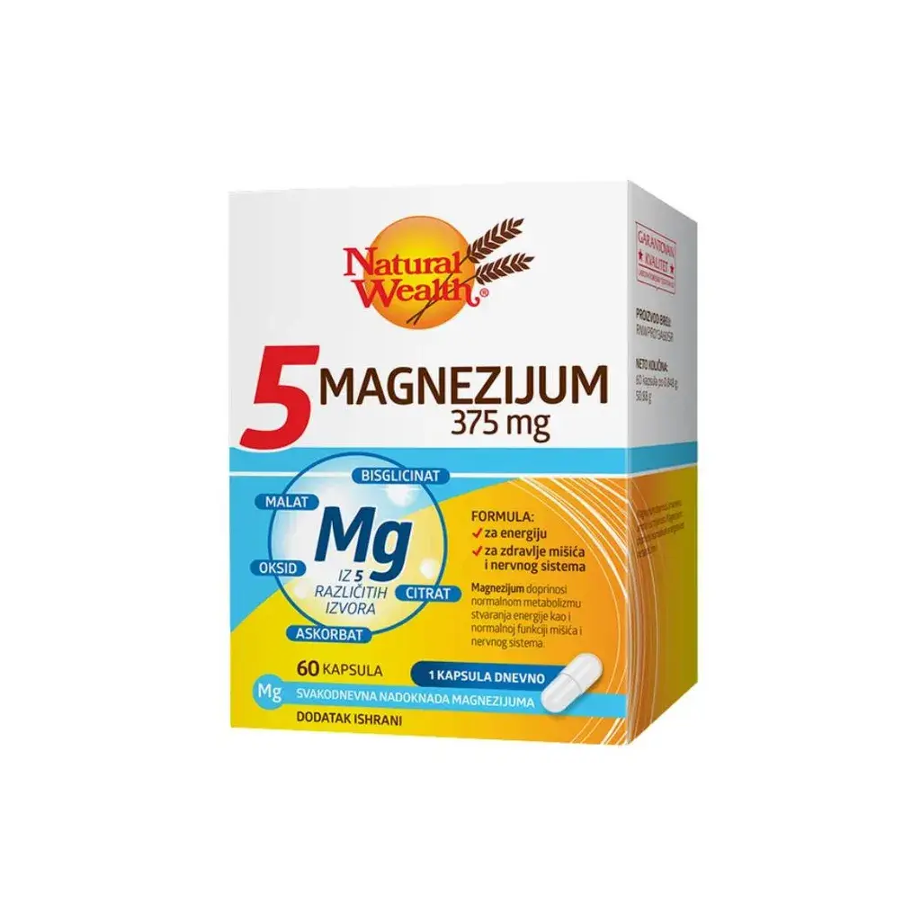 Natural Wealth Magnezijum 5, 375 mg, 60 kapsula