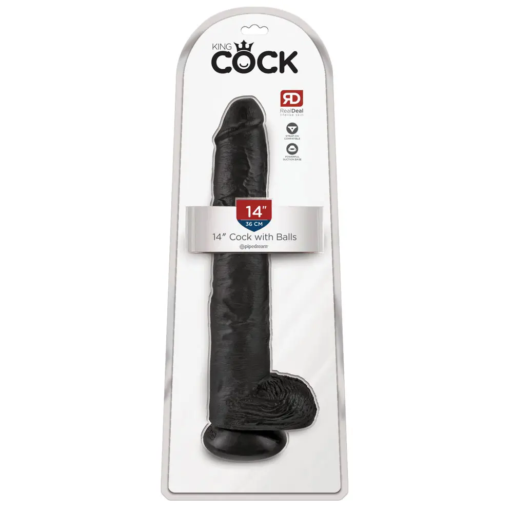 Pipedream King Cock 14" Dildo sa testisima, Crni