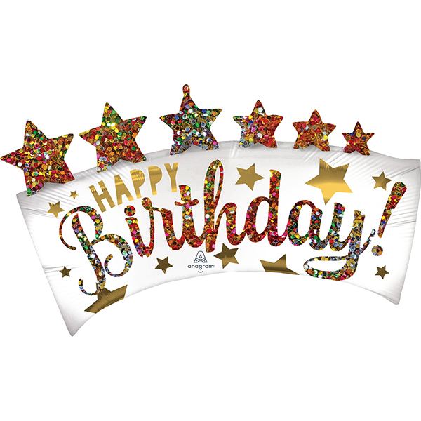 Supershape happy birthday glitter banner