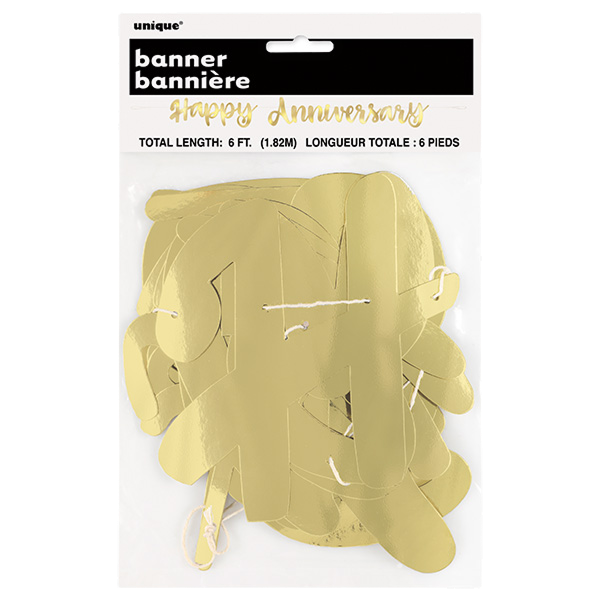 Banner happy anniversary gold
