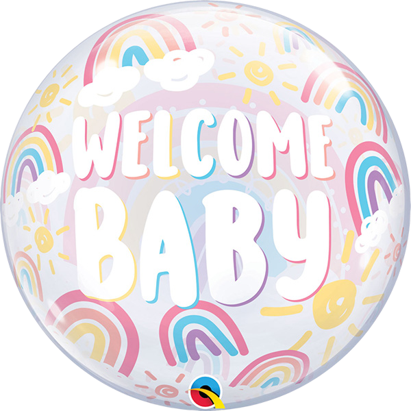 22" Bubble welcome baby boho rainbows