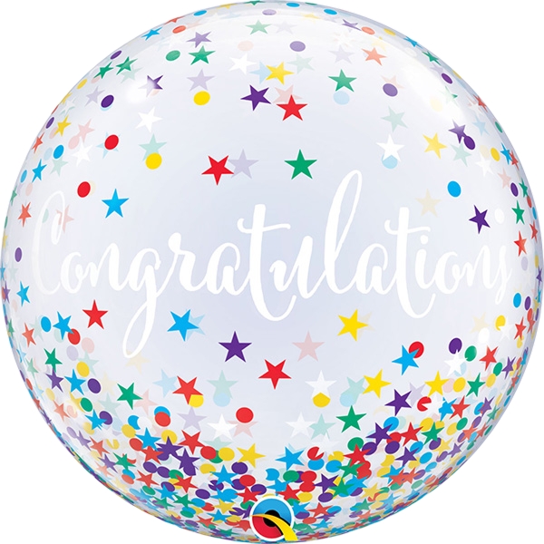 22" Bubble congratulations confetti stars