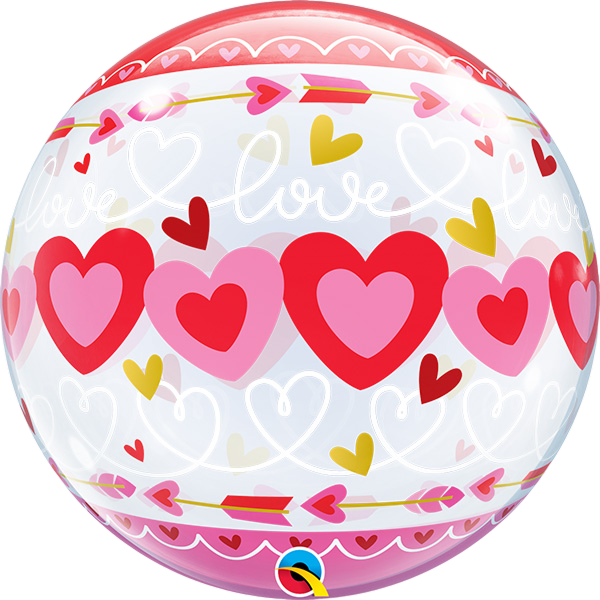 22" Bubble love connected hearts