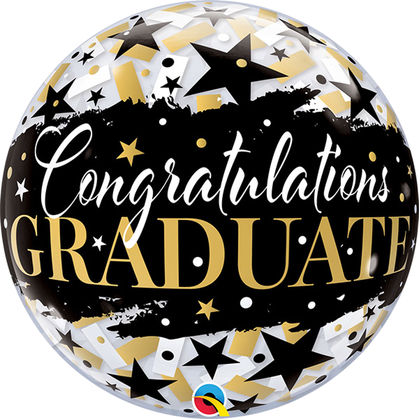 22" Bubble graduate black stars