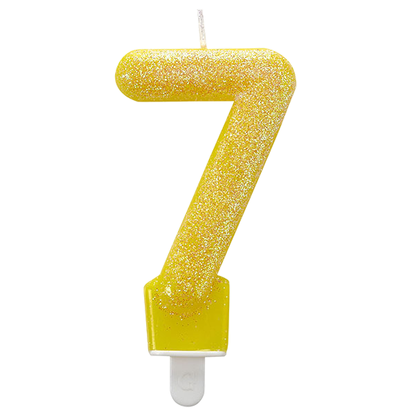 Candle number 7 glitter yellow