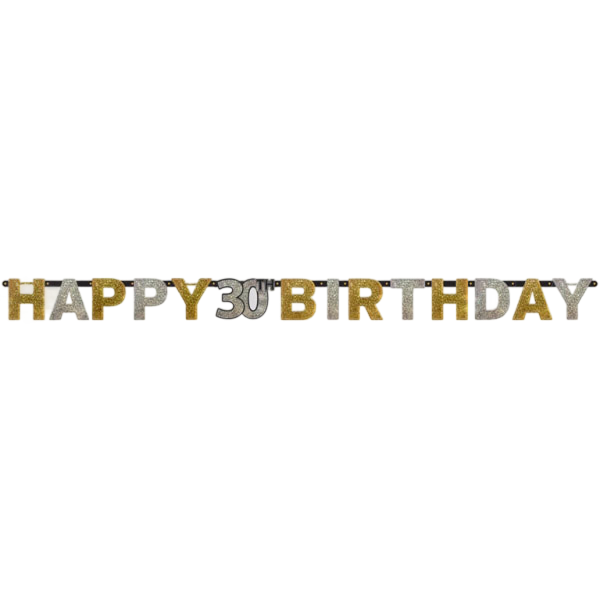 Banner 30 celebration silver & gold