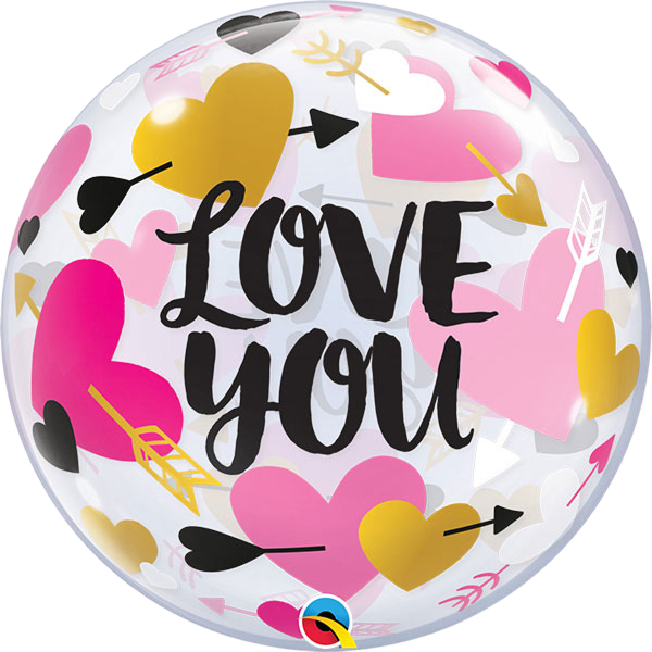 22" Bubble love you hearts&arrows
