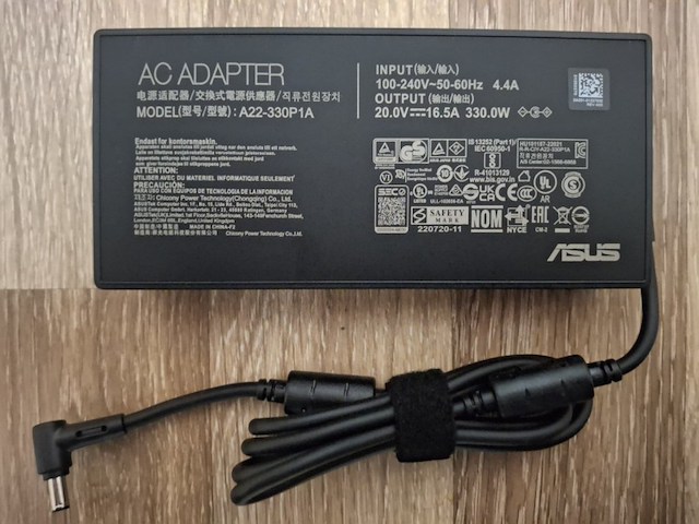 asus punjac 330w 16.5a 6.0x3.7mm original novo