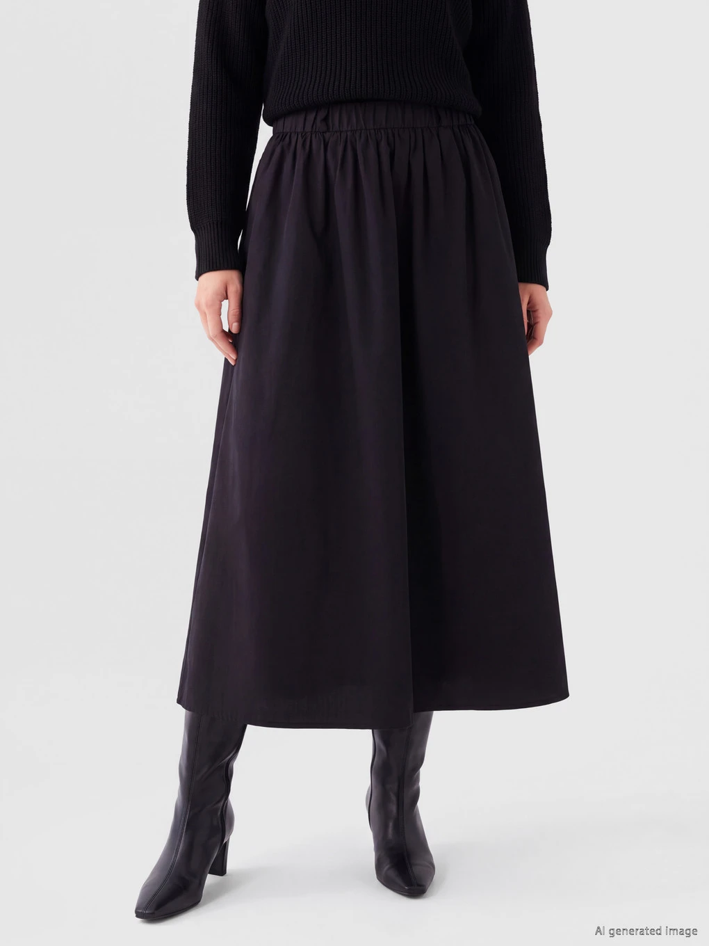 LCW Modest Poplin Suknja Sa Elastičnim Strukom Širokog Kroja
