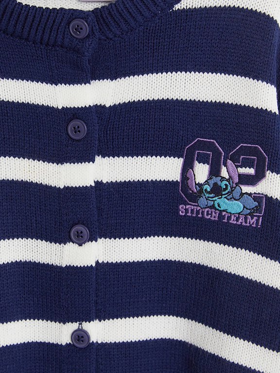 LCW Kids Devojački Kardigan Od Trikotaže Sa Vezenim Motivom Stitch
