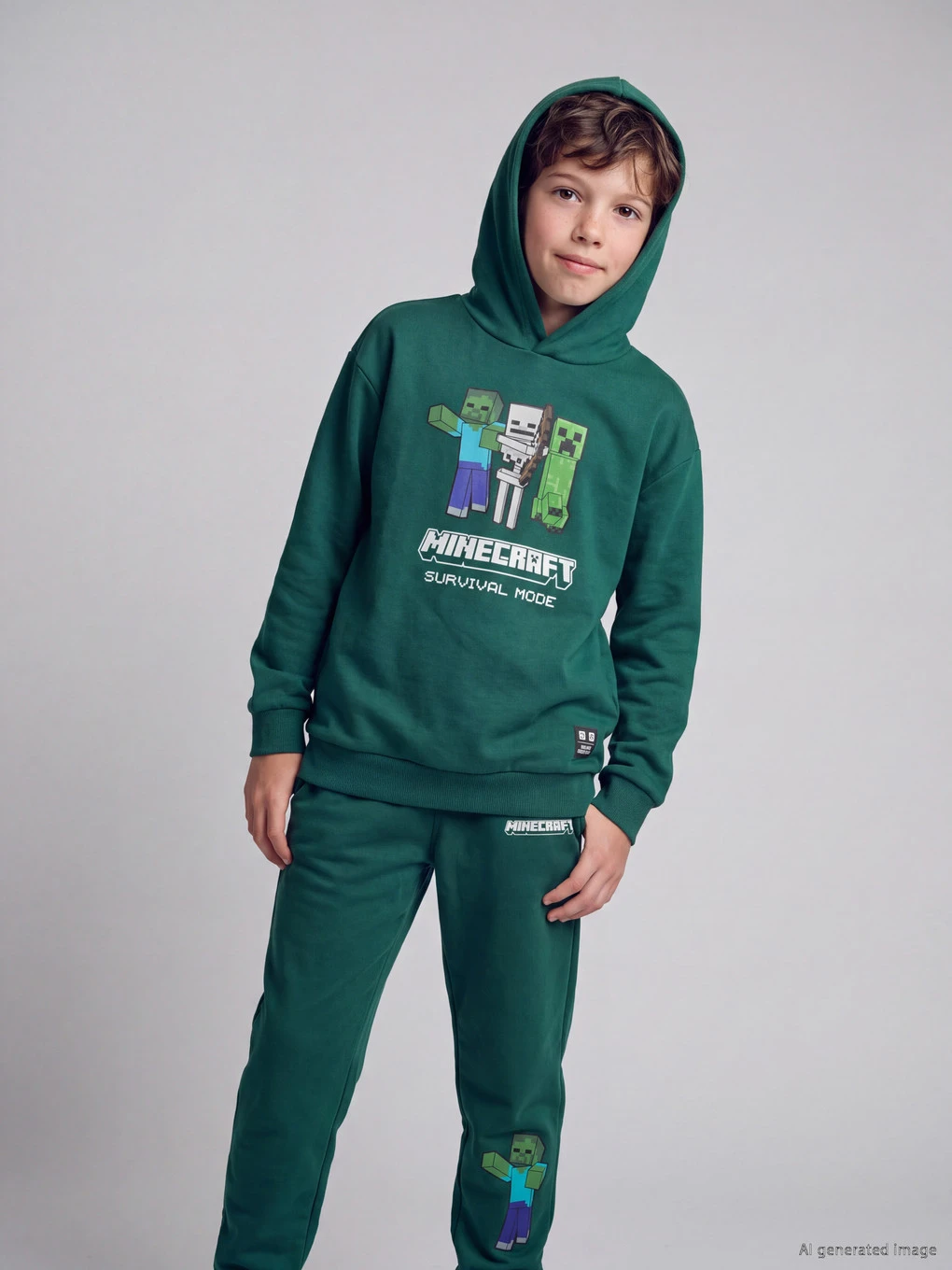 LCW Kids Debeli Dečački Komplet Trenerke Sa Minecraft Štampom