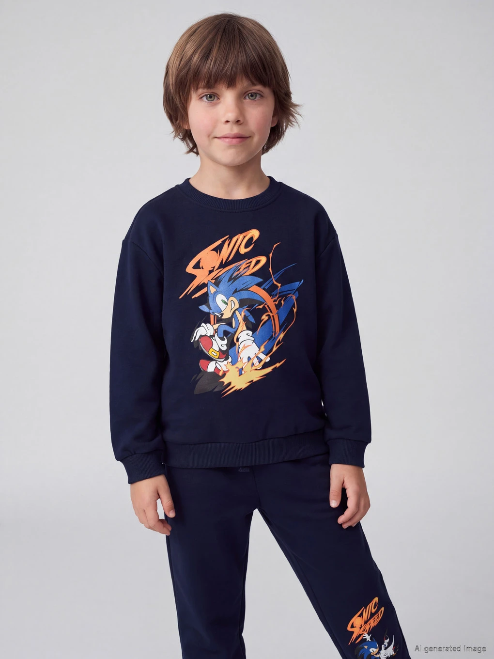LCW Kids Debeli Dečački Komplet Trenerke Sa Sonic Štampom