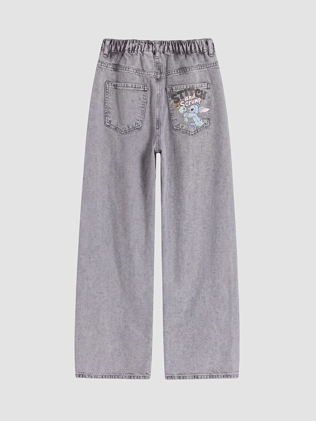 LCW Kids Široke Nogavice Stitch Štampane Dečije Farmerke