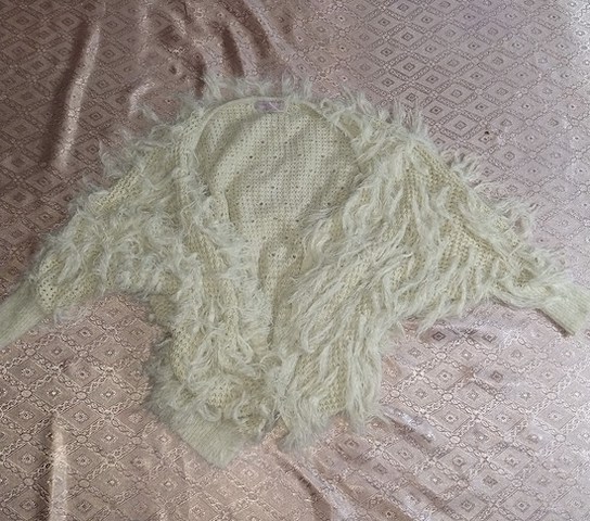 Boho Shaggy kardigan / džemper sa resama
