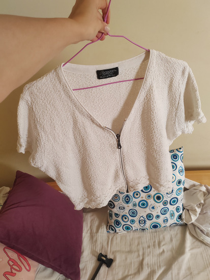 Vintage beli krop kardigan M/L