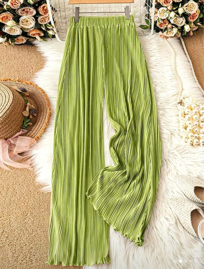 Zelene plisirane pantalone