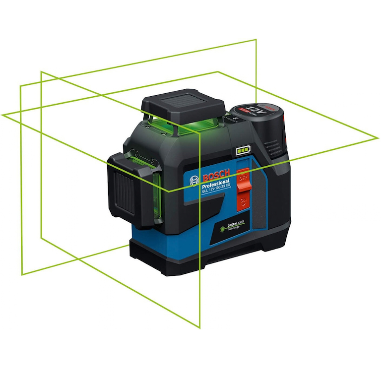 Bosch – GLL 12V-100-33 CG linijski laser 100m sa nosačem; akumulator 12V 2,0Ah + punjač + L-BOXX 136 – 0601065401