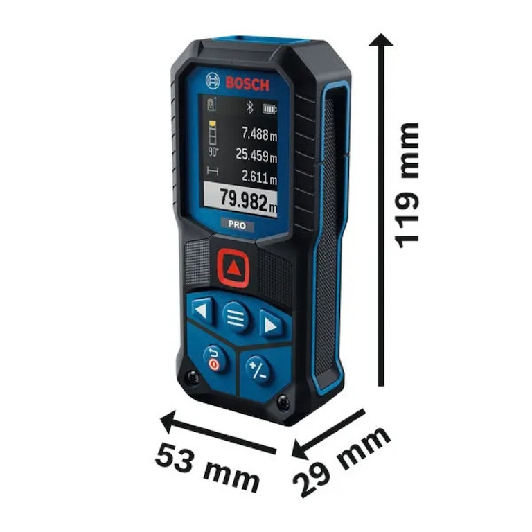 Bosch – Laserski daljinomer PRO GLM80-35C , 2 × 1,5 V LR6 (AA) baterije i torbica za nošenje sa trakom – 0601075600