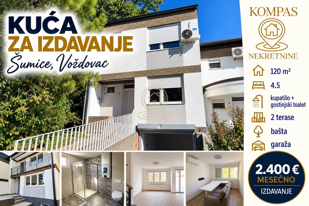 Kuća, Beograd – Šumice | Izdavanje · 120m² · 2.400€