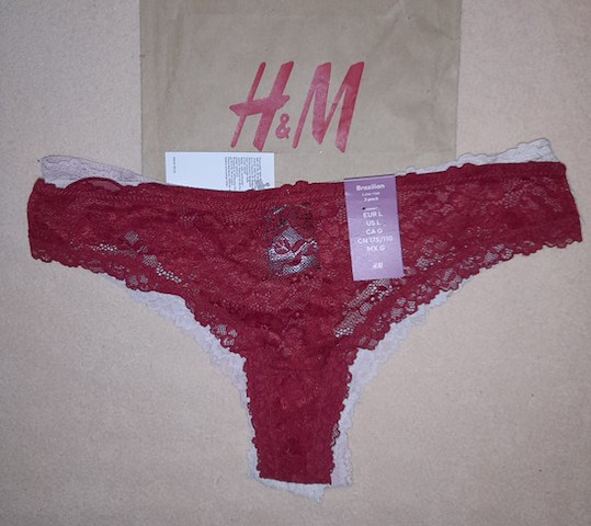 H&M 3kom crvene,roze,bele cipka brazilke NOVO!%
