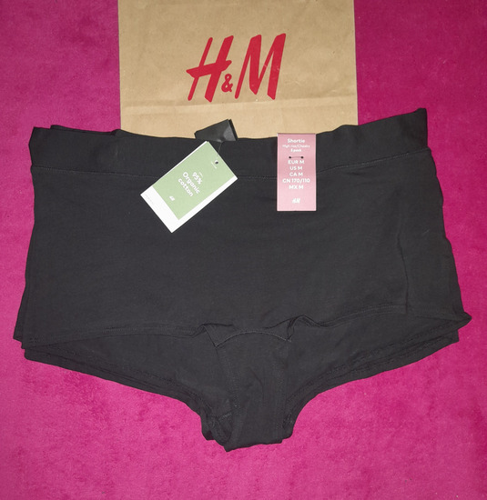 H&M 3kom crne bokserice organski pamuk NOVO!%