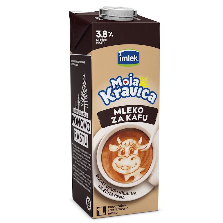 Mleko UHT za kafu 3,8%mm 1l Moja Kravica