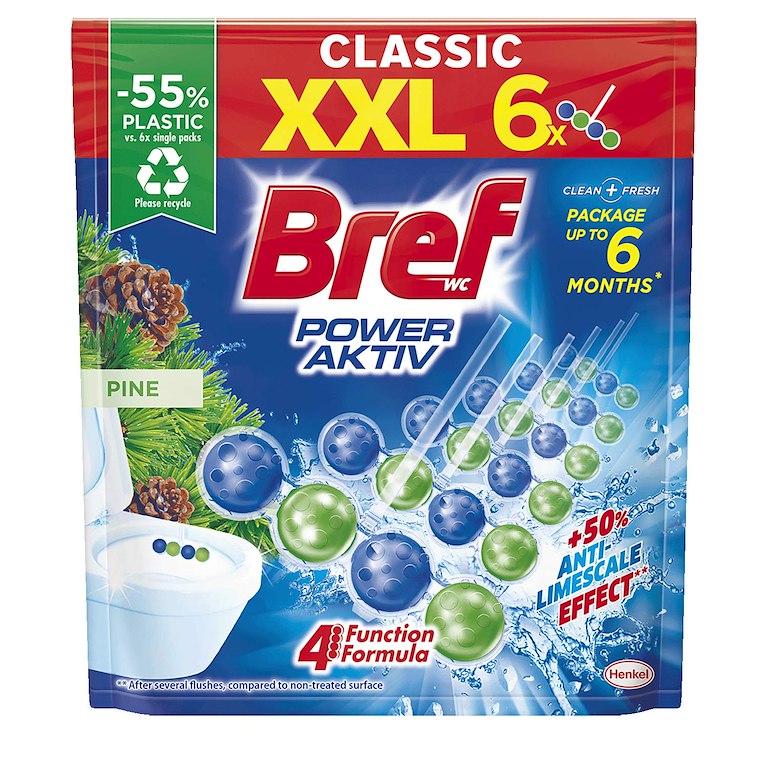 Osveživač WC Bref power active borovina 6x50g
