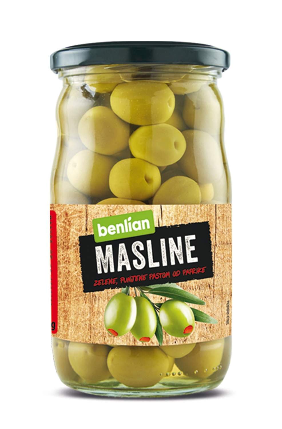 Masline zelene sa paprikom 700g Benlian Food