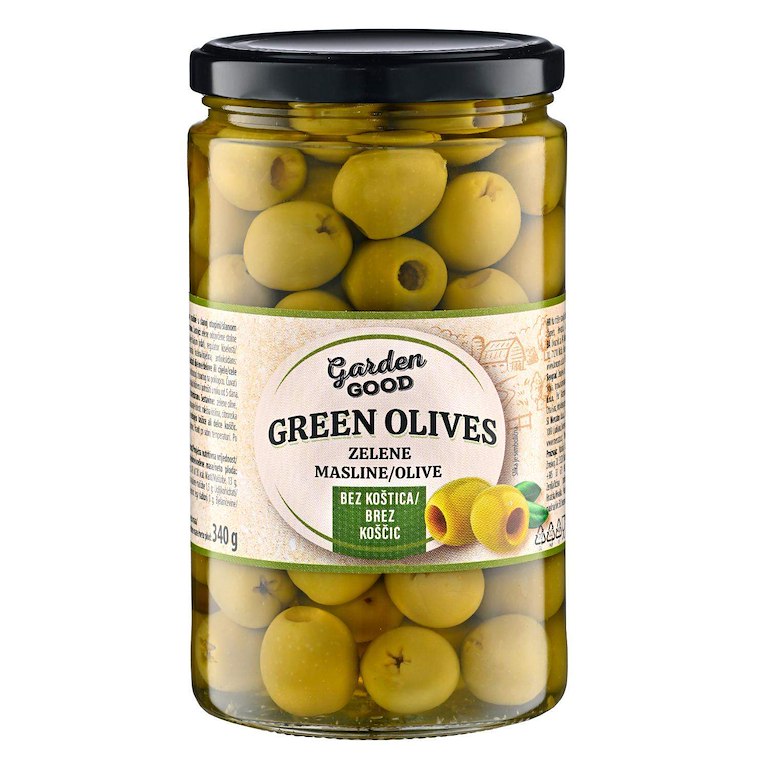 Masline zelene bez koštice 700g Garden Good