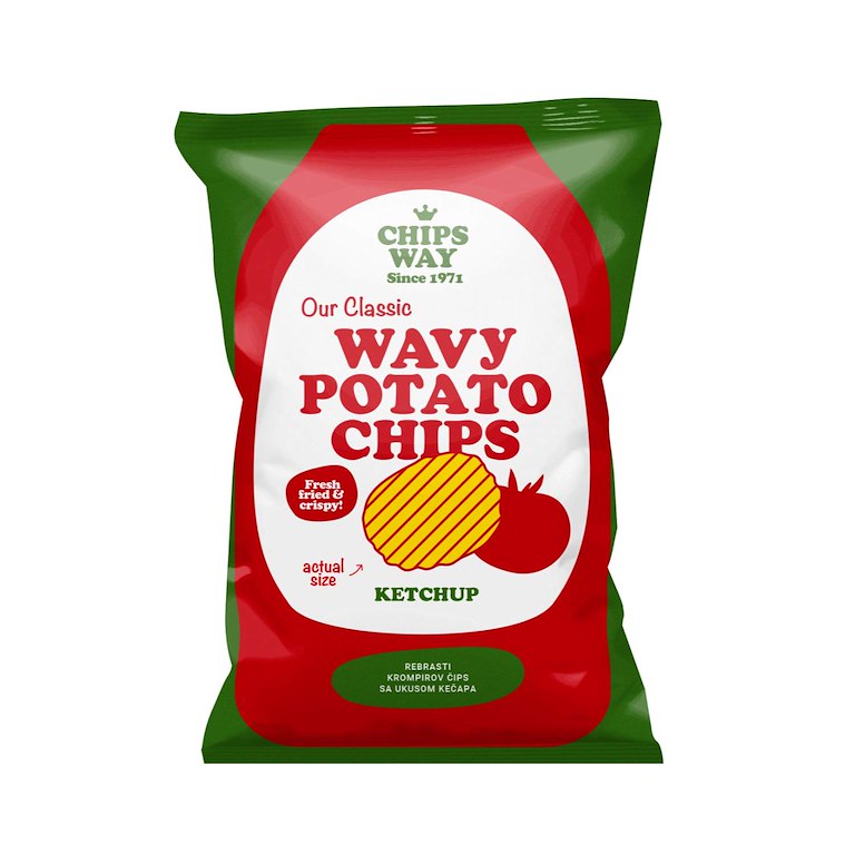 Čips čačanski ketchup rebrasti 150g Chips Way