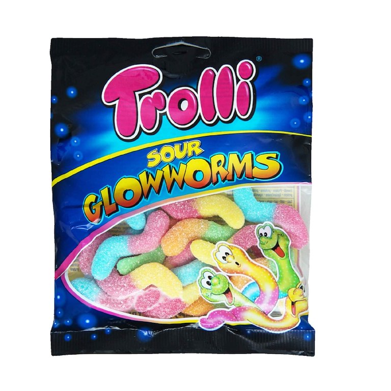 Bombone gumene Sour Glowworms 100g Trolli