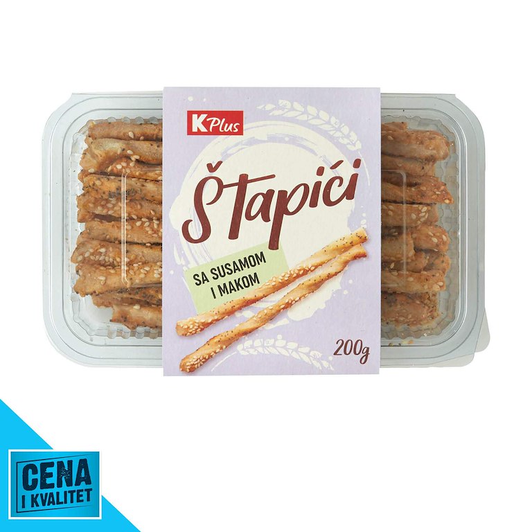Štapići sa susamom i makom 200g K Plus