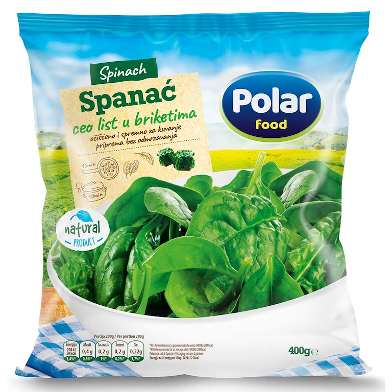 Spanać smrznut 400g Polar Food