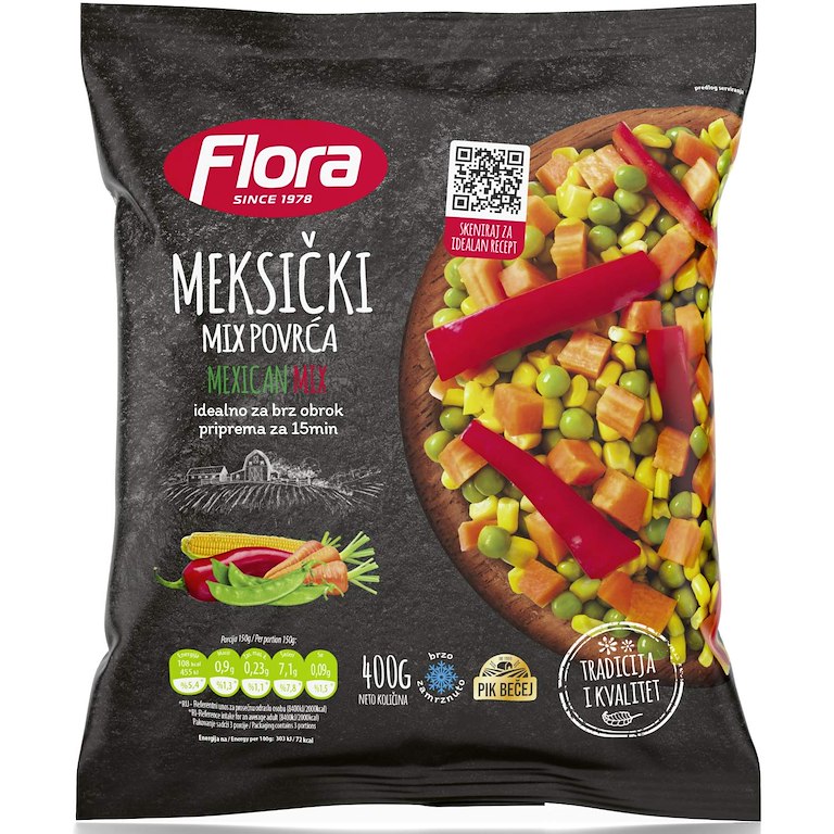Mešavina povrća meksički miks smrznuta 400g Flora