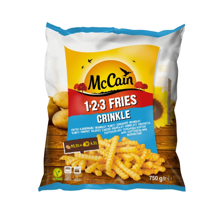 Pomfrit 123 Fries Crinkle smrznut 750g Mc Cain