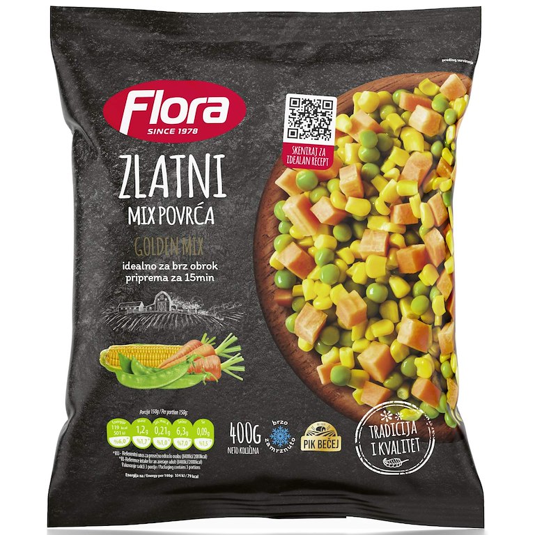 Mešavina povrća zlatni mix smrznuta 400g Flora