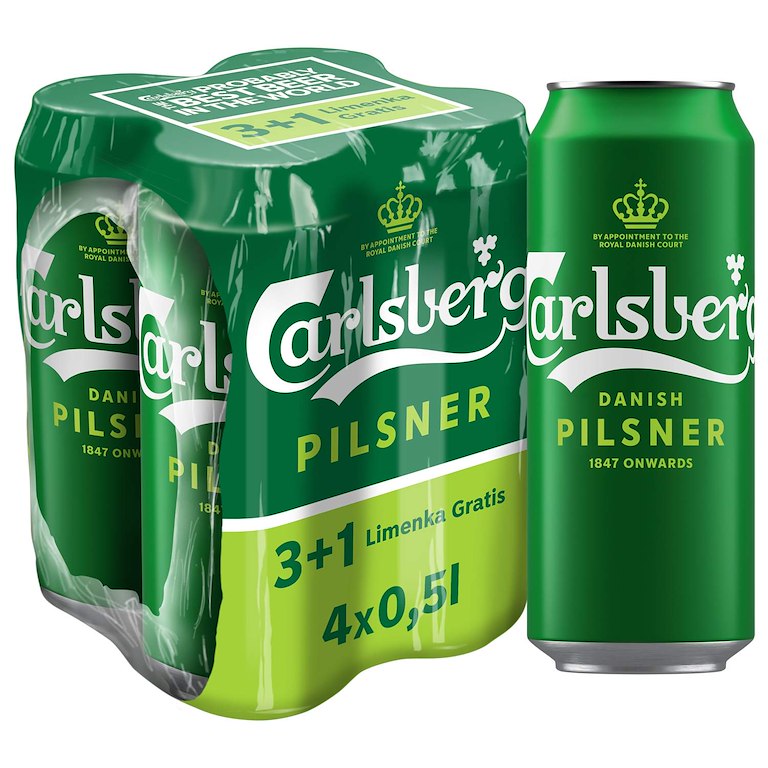Carlsberg pivo 0,5l 3+1 limenka