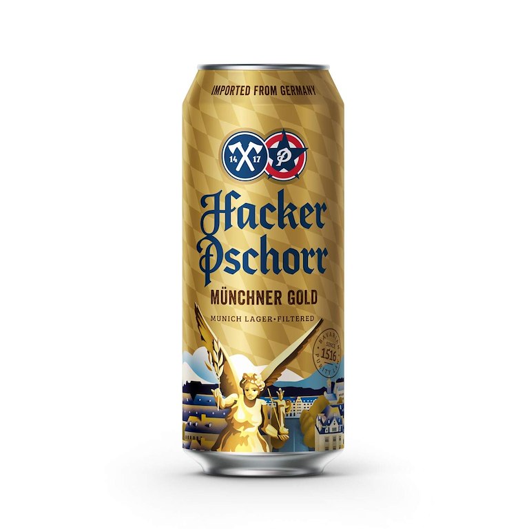 Hacker Pschorr Minhensko Zlatno pivo 0,5l limenka