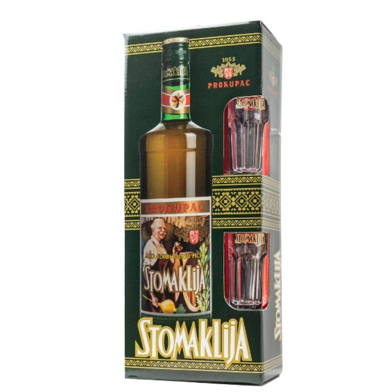 Prokupac rakija Stomaklija 1l + 2 čaše