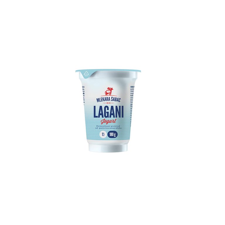 Jogurt lagani natur 1%mm 180g Mlekara Šabac
