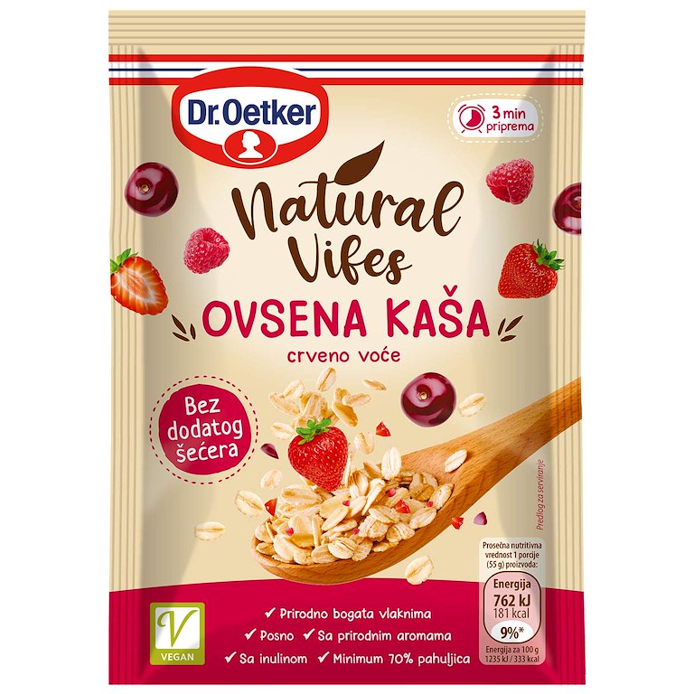 Kaša ovsena natural crveno voće 55g Dr. Oetker