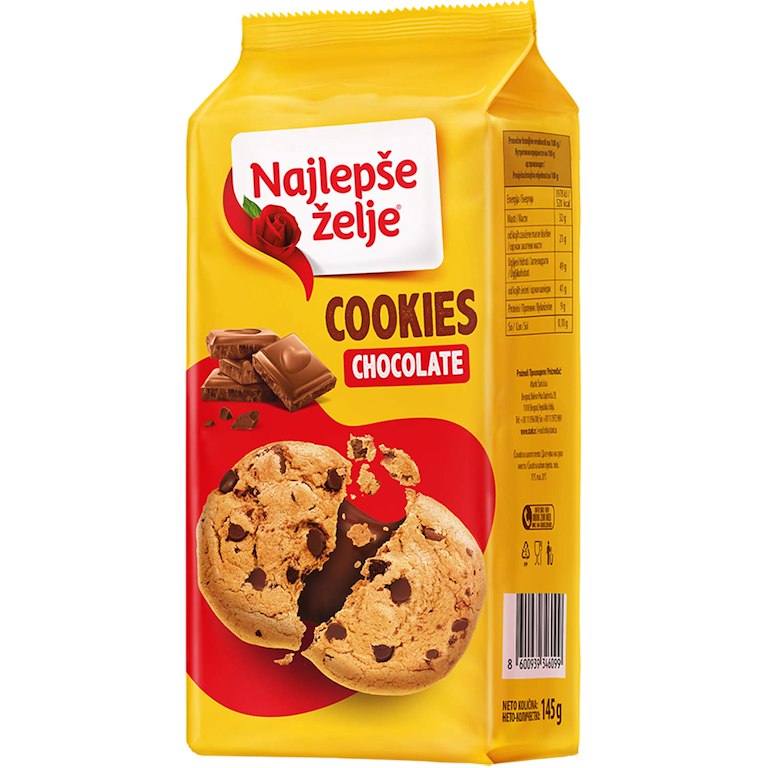 Keks Cookies cokolada 145g Najlepše Želje