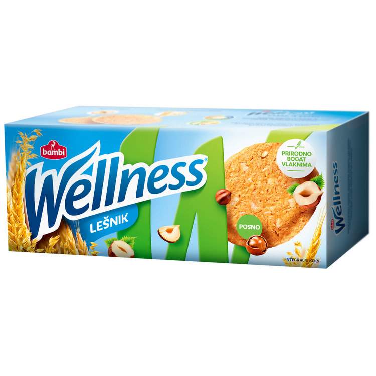 Keks integralni lešnik 210g Wellness