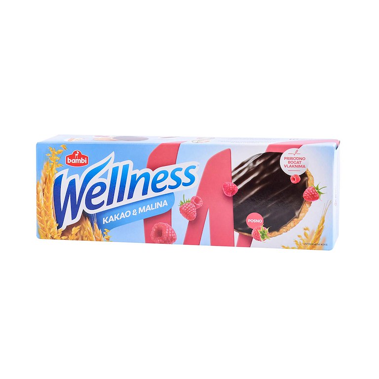 Keks integralni malina i kakao preliv 150g Wellness