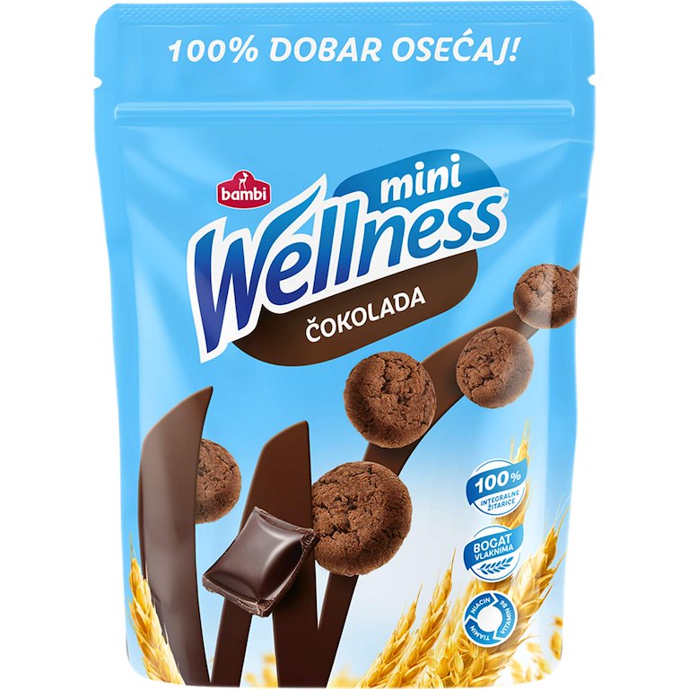 Keks integralni mini cokolada 70g Wellness
