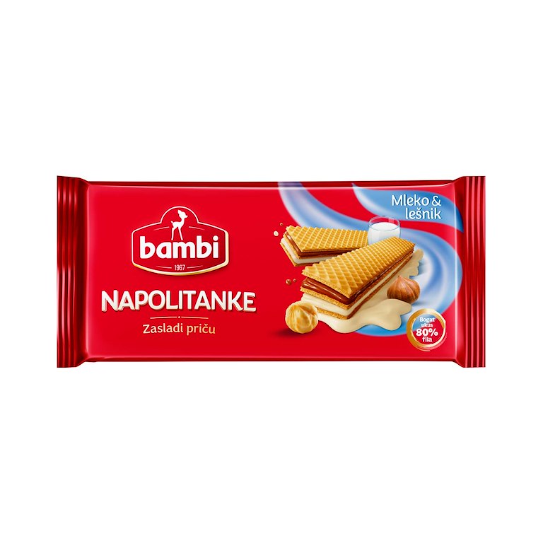 Vafl mleko i lešnik 185g Bambi