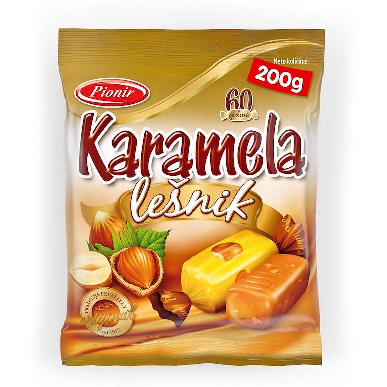 Bombone karamela lešnik 200g Pionir