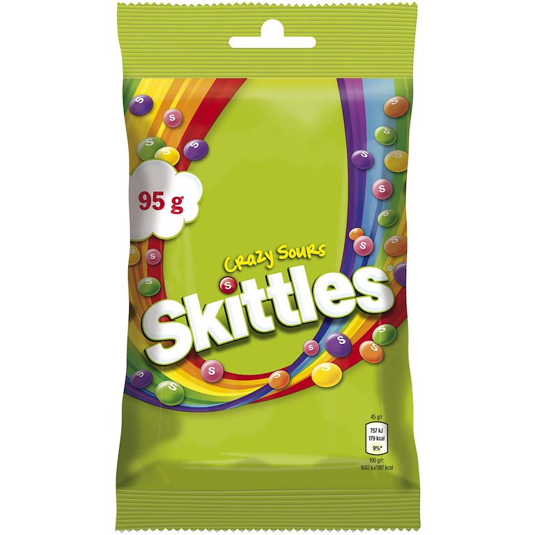 Bombone sours chewy candy višnja 95g Skittles